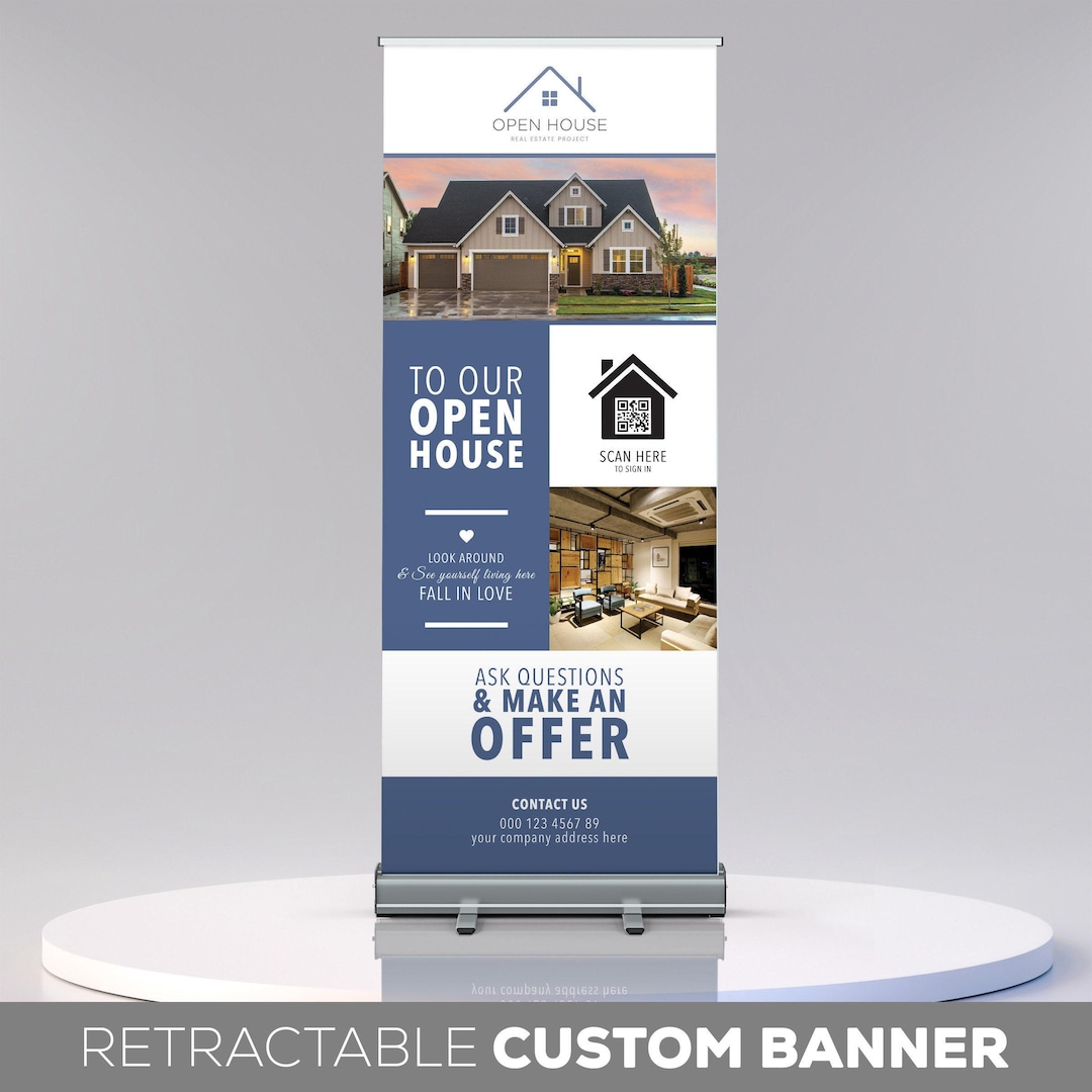 Custom Real Estate Banner, Open House Retractable Banner, Custom Banner ...