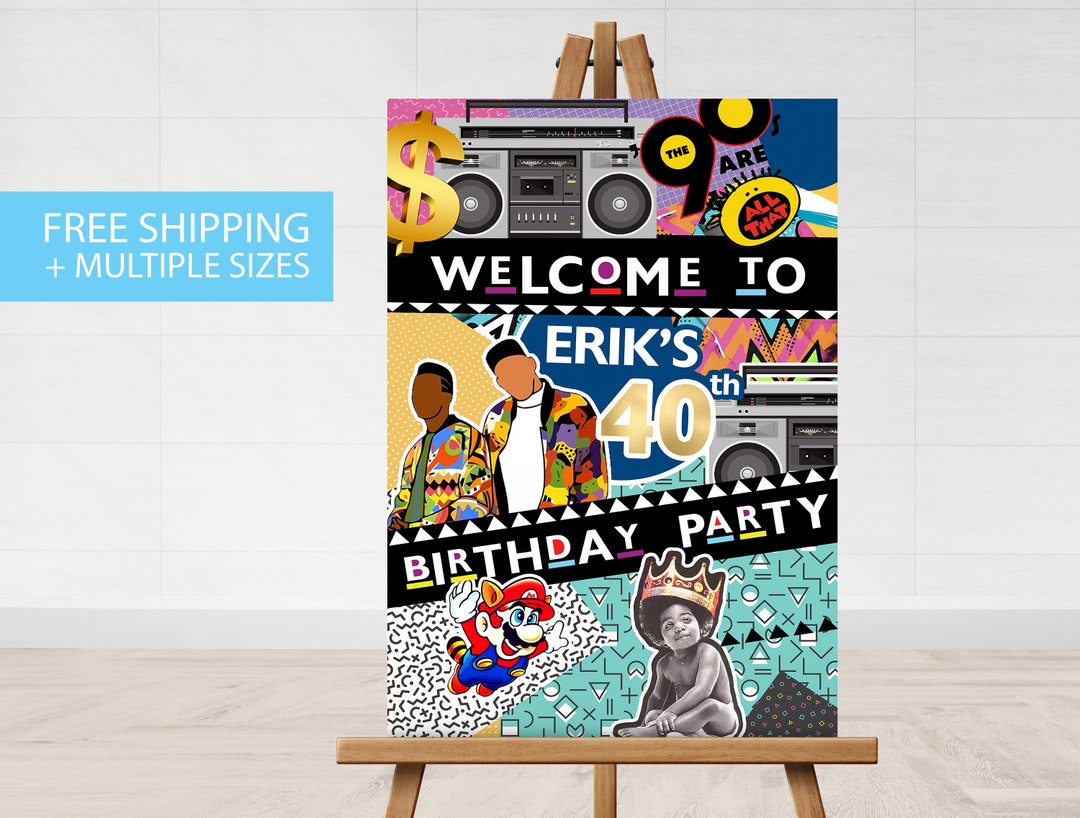 90's Birthday Party WELCOME SIGN, Theme Birthday Party Welcome Sign ...