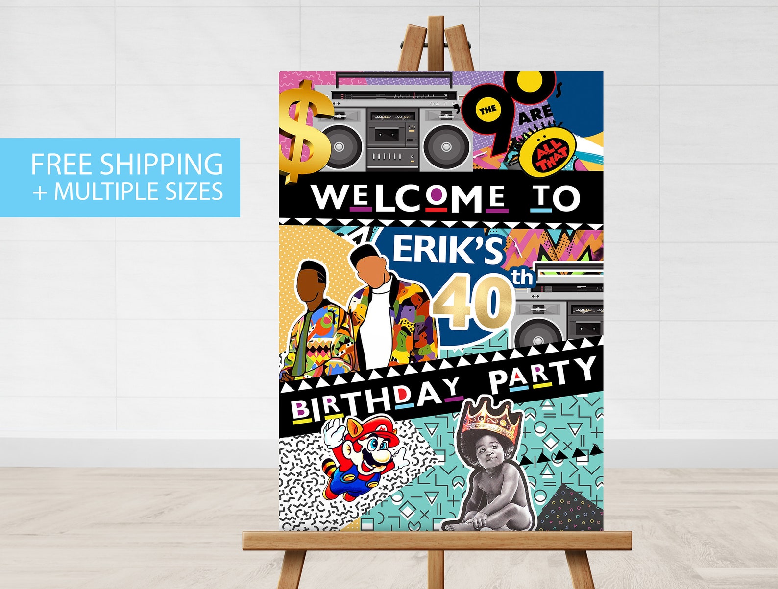 90's Birthday Party WELCOME SIGN, Theme Birthday Party Welcome Sign ...