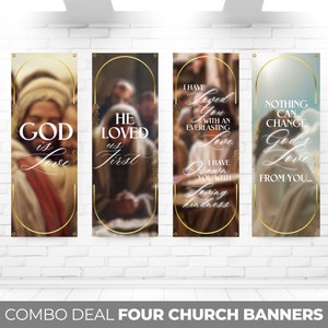 Set of 4 Church Banners, Church Banner Set, Sanctuary Banners, Mission ...