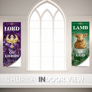 Set of 4 Church Banners, Sanctuary Banners, Mission Worship, Church ...