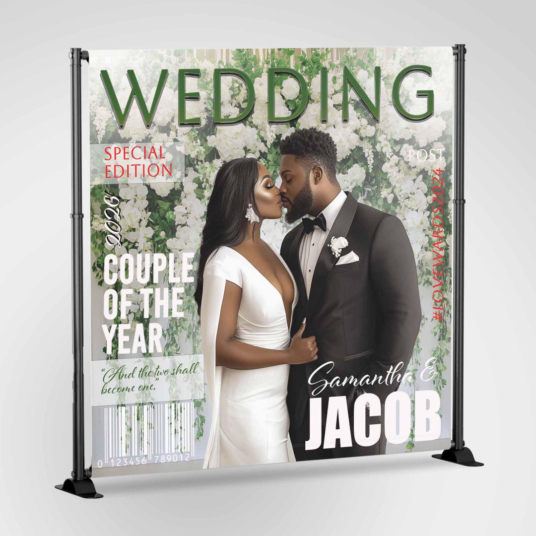 Wedding Magazine Cover Style Backdrop, Custom Wedding Magazine Banner ...