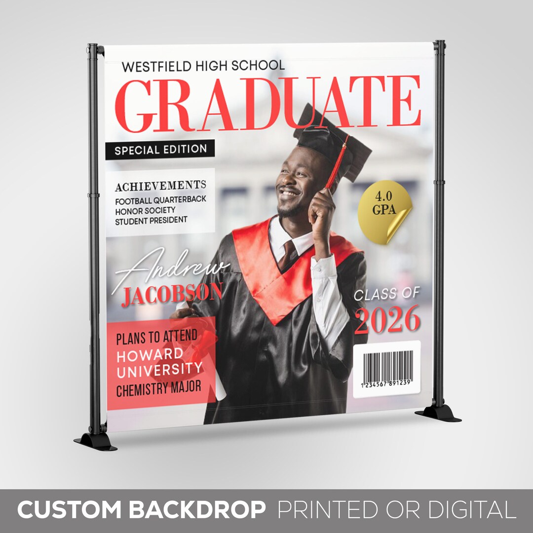 Graduation Backdrop, Custom Magazine Backdrop Banner, Personalized ...
