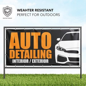 Auto Detailing Banner Sign, Custom Car Business Banner, 13 Oz Heavy ...