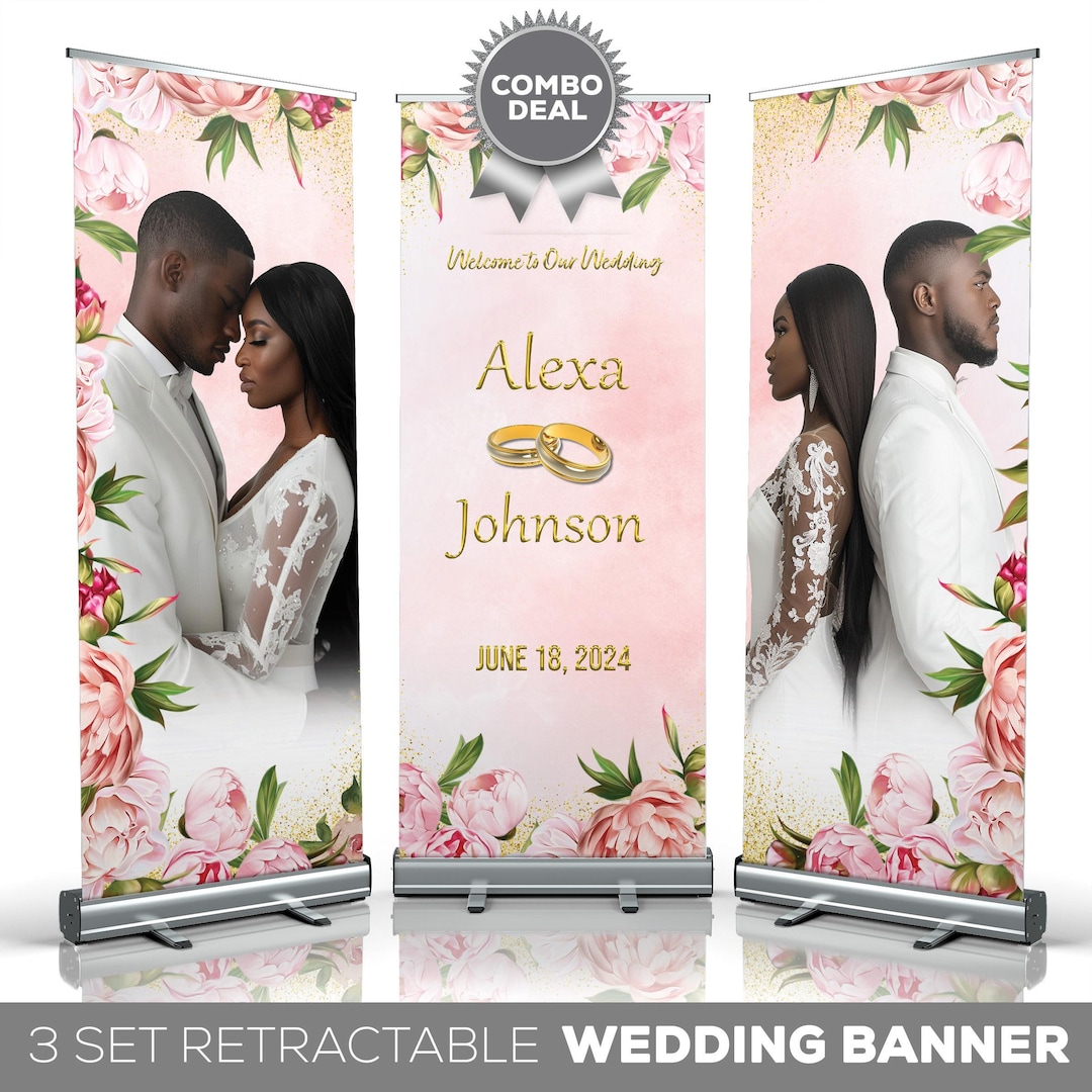 COMBO BANNER SET, 3 Retractable Banners, Custom Banners, Birthday ...