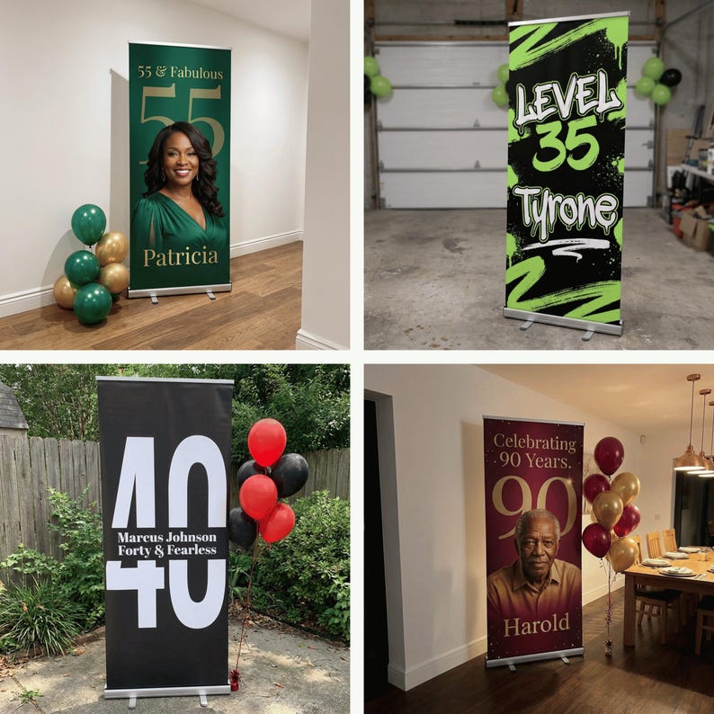 Custom Birthday Retractable Banner, Birthday Party Sign, Personalized ...