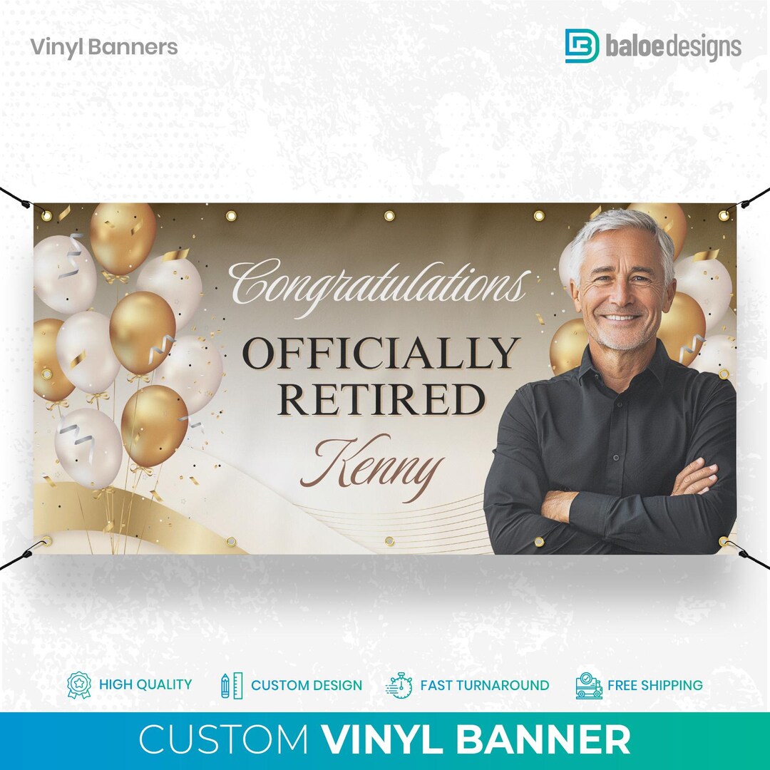 Custom Retirement Banner, Retirement Backdrop, Event Decor, Welcome ...