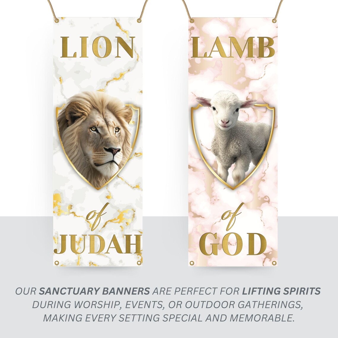 Set of 4 Church Banners, Sanctuary Banners, Mission Worship, Church ...
