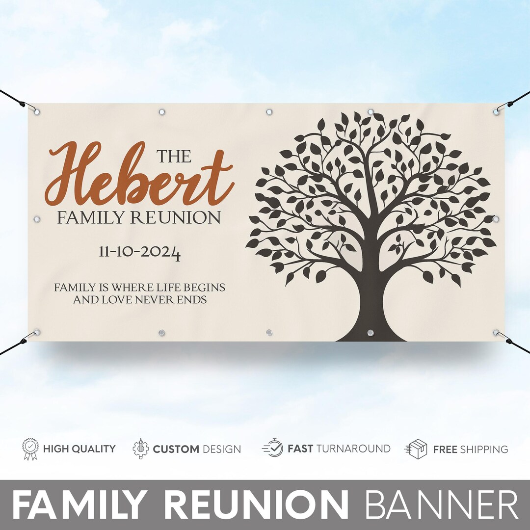 Family Reunion Custom Vinyl Banner, Family Party Backdrop, Personalized ...