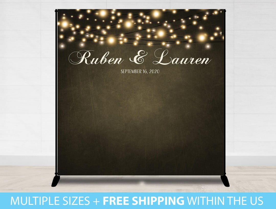 Step and Repeat, Wedding Photo Backdrop, Rustic Lights Step and Repeat ...