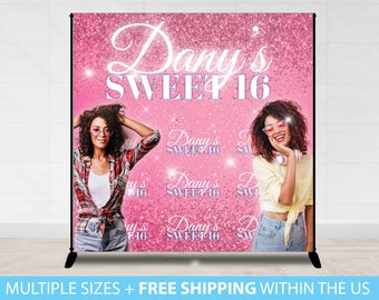 Sweet 16 Backdrop, Sweet 16 Step and Repeat, Birthday Backdrop ...