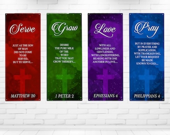 Church Banners, Set of 4 Church Banners, Sanctuary Banners, Mission ...