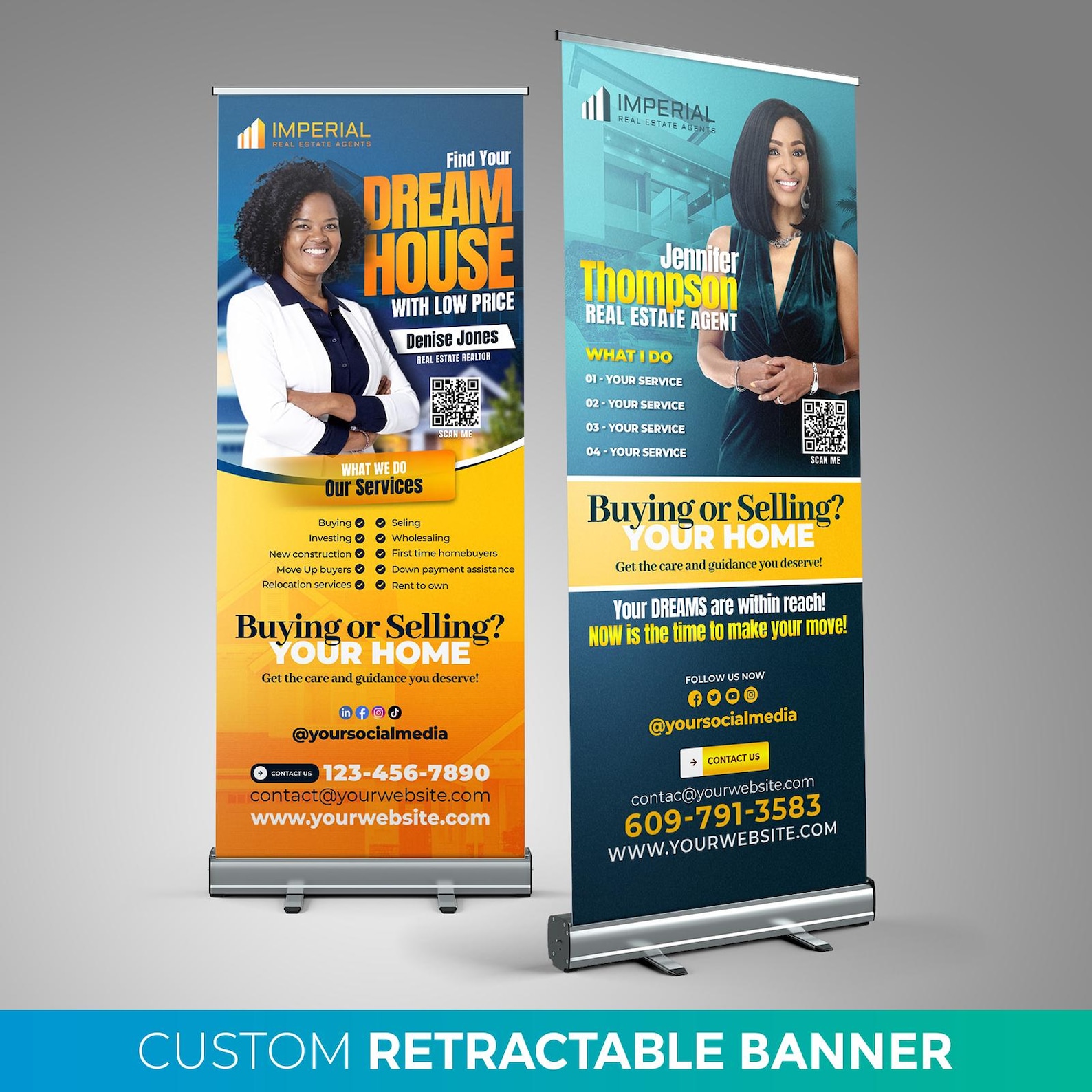 Real Estate Retractable Banner, Custom Realtor Banner, Open House Sign ...