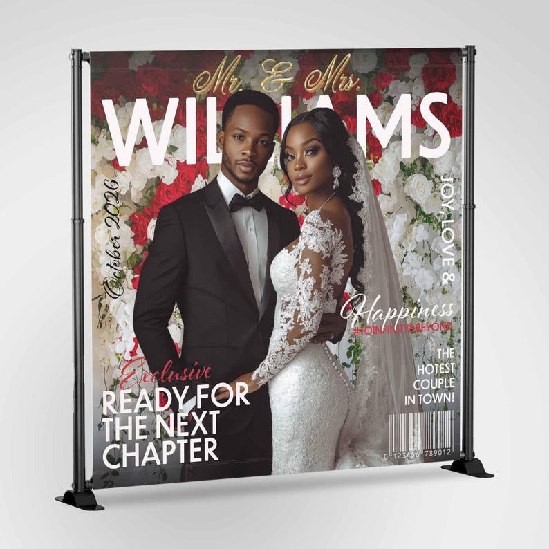 Wedding Magazine Cover Style Backdrop, Custom Wedding Magazine Banner ...