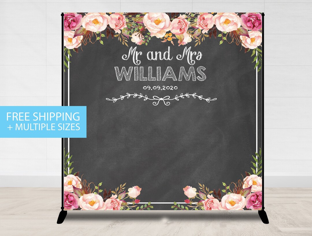 Step and Repeat, Chalkboard Wedding Photo Backdrop, Chalk Floral ...