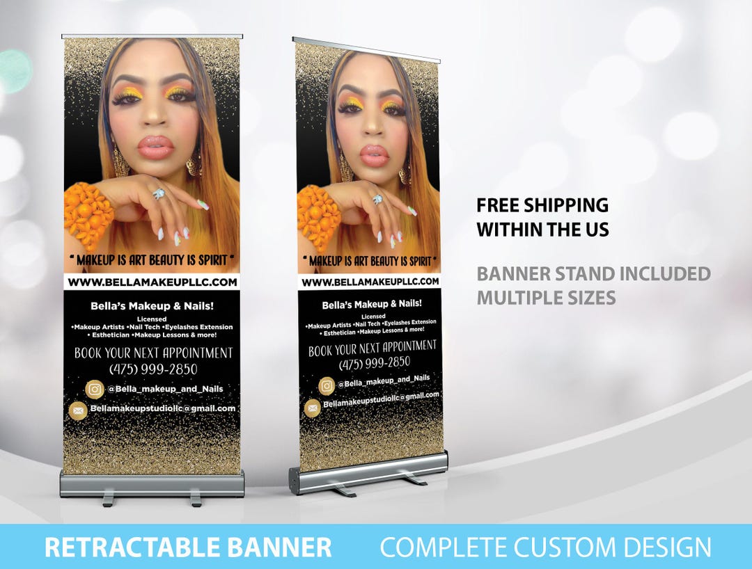 MUA Make up Banner, Custom Roll up Banner Stand, Pop up Banner Pop up ...
