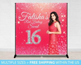 Sweet 16 Backdrop, Sweet 16 Step and Repeat, Birthday Backdrop ...