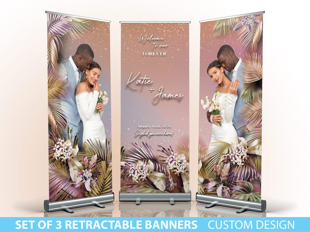 WEDDING BANNER SET, Retractable Banner, Wedding Welcome Sign, 3 Banners ...