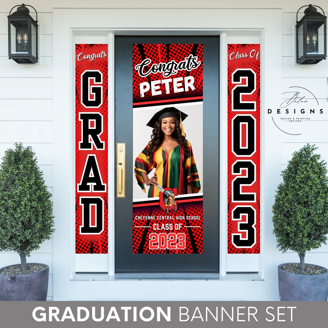 Graduation Door Banner Set, Custom Graduate Vinyl Banner Set Front Door ...