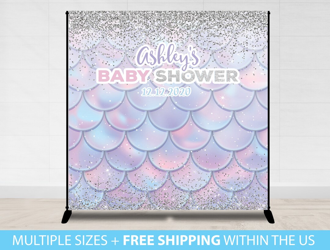 Mermaid Backdrop Banner Baby Shower Mermaid Step and Repeat - Etsy