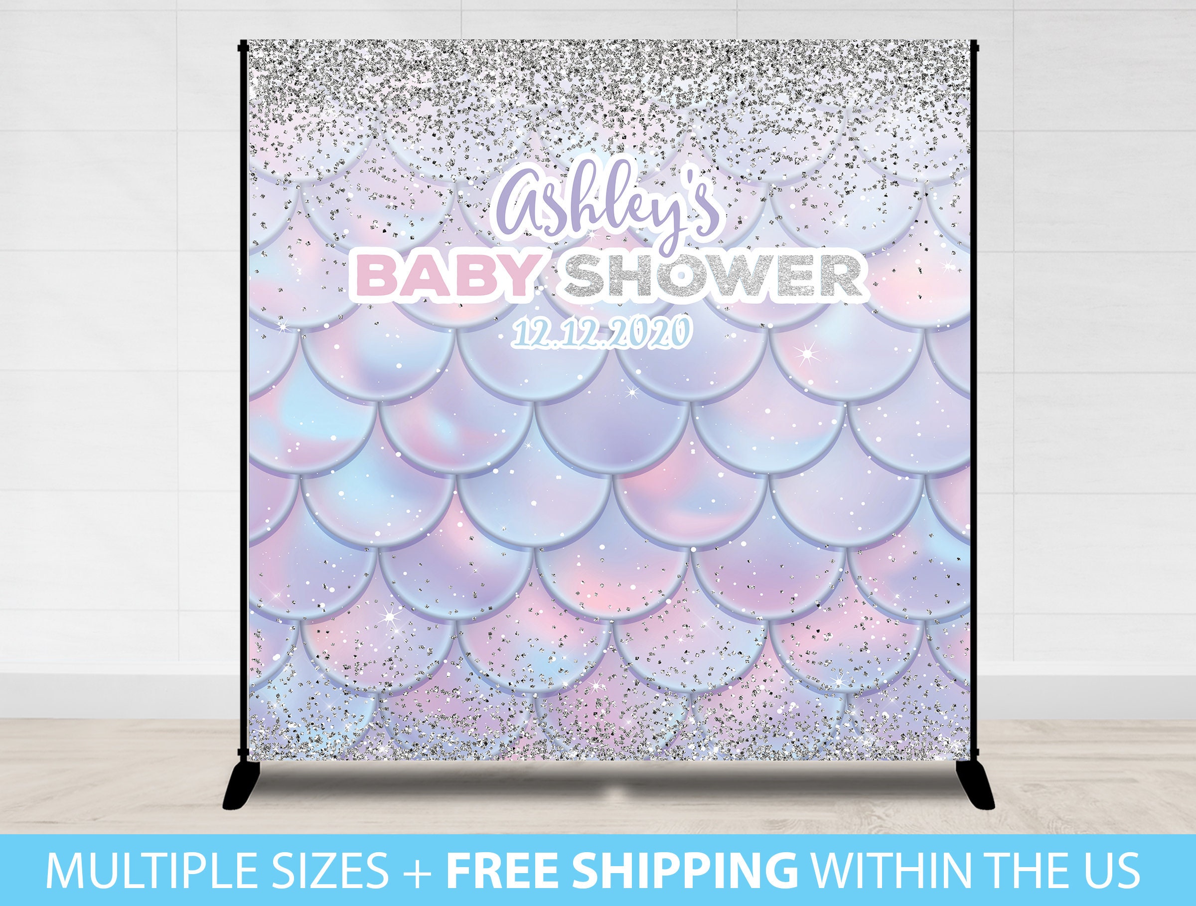 Mermaid Backdrop Banner Baby Shower Mermaid Step and Repeat - Etsy