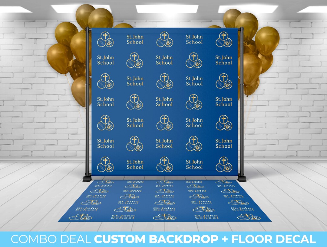 BACKDROP FLOOR DECAL, Custom Backdrop Matching Floor Decal, School Logo ...