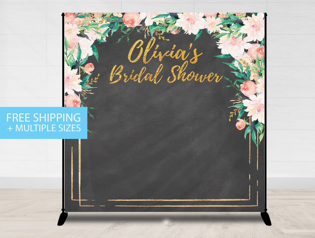 Step and Repeat Bridal Shower Backdrop Chalkboard Floral - Etsy