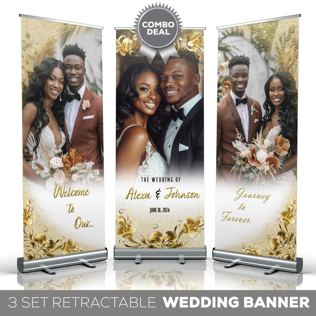 COMBO BANNER SET, 3 Retractable Banners, Custom Banners, Wedding ...