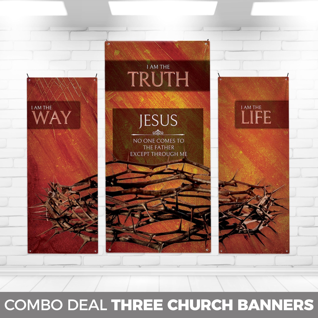 Set of 3 Church Banners, I Am the Truth, Church Banner Set, Sanctuary ...