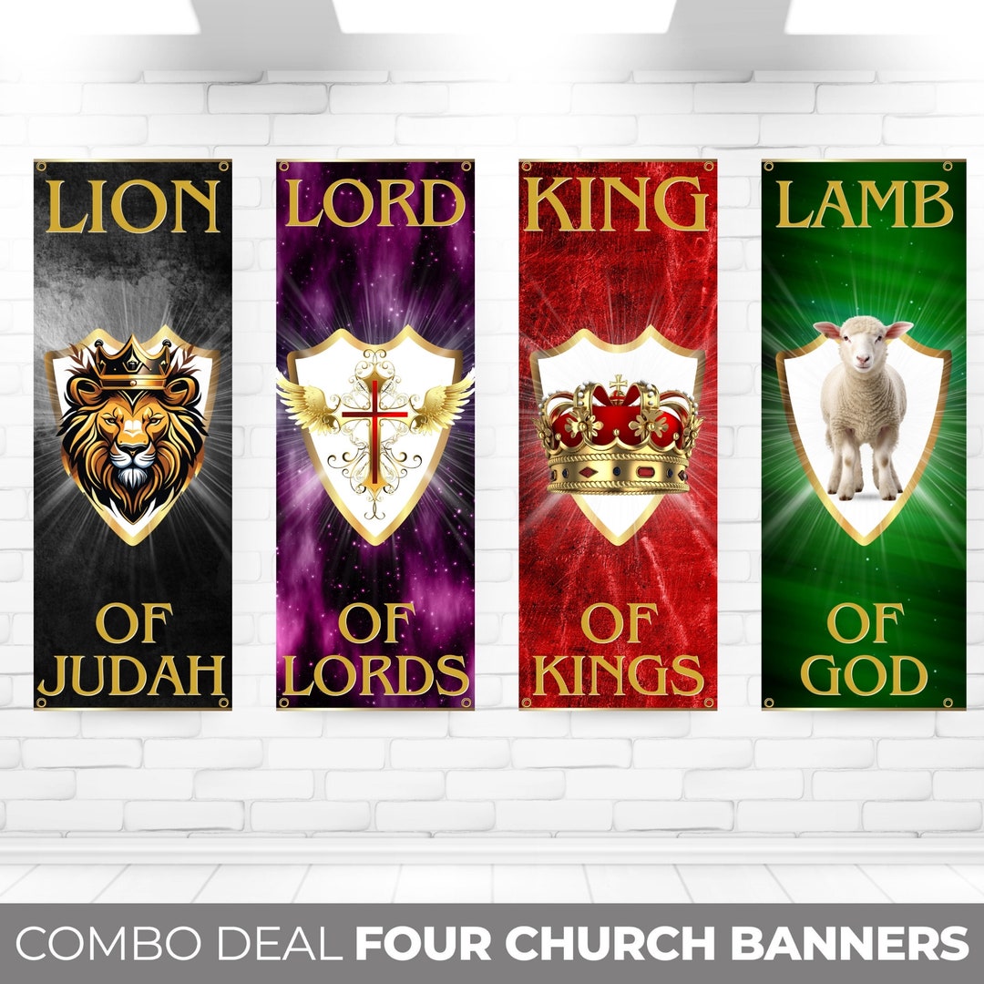 Set of 4 Church Banners, Sanctuary Banners, Mission Worship, Church ...