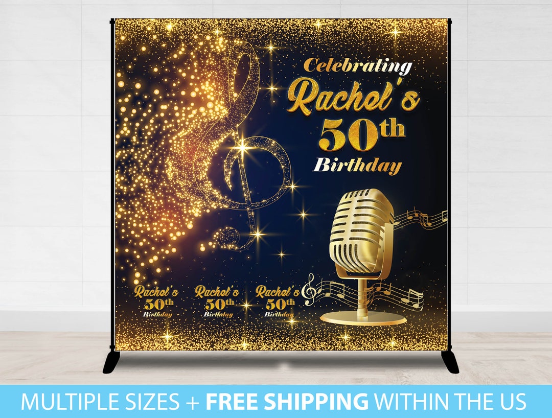 Golden 50 50th Birthday Music Backdrop Custom Birthday - Etsy