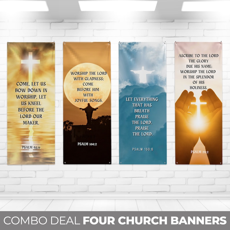 Church Banners, Set of 4 Church Banners, Sanctuary Banners, Mission ...