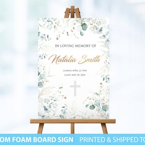 Greenery Funeral Sign, Memorial Sign, Celebration of Life Welcome Sign ...