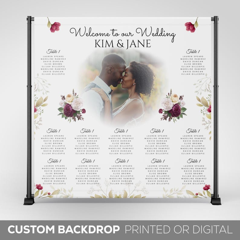 Wedding Seating Chart Backdrop, Custom Wedding Banner, Seating Chart ...