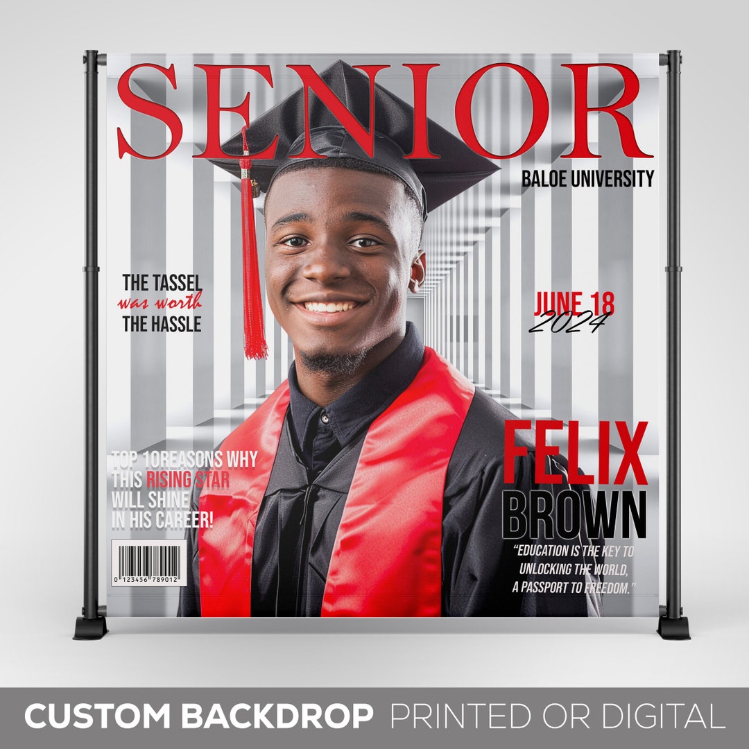 Graduation Backdrop, Custom Magazine Backdrop Banner, Personalized ...