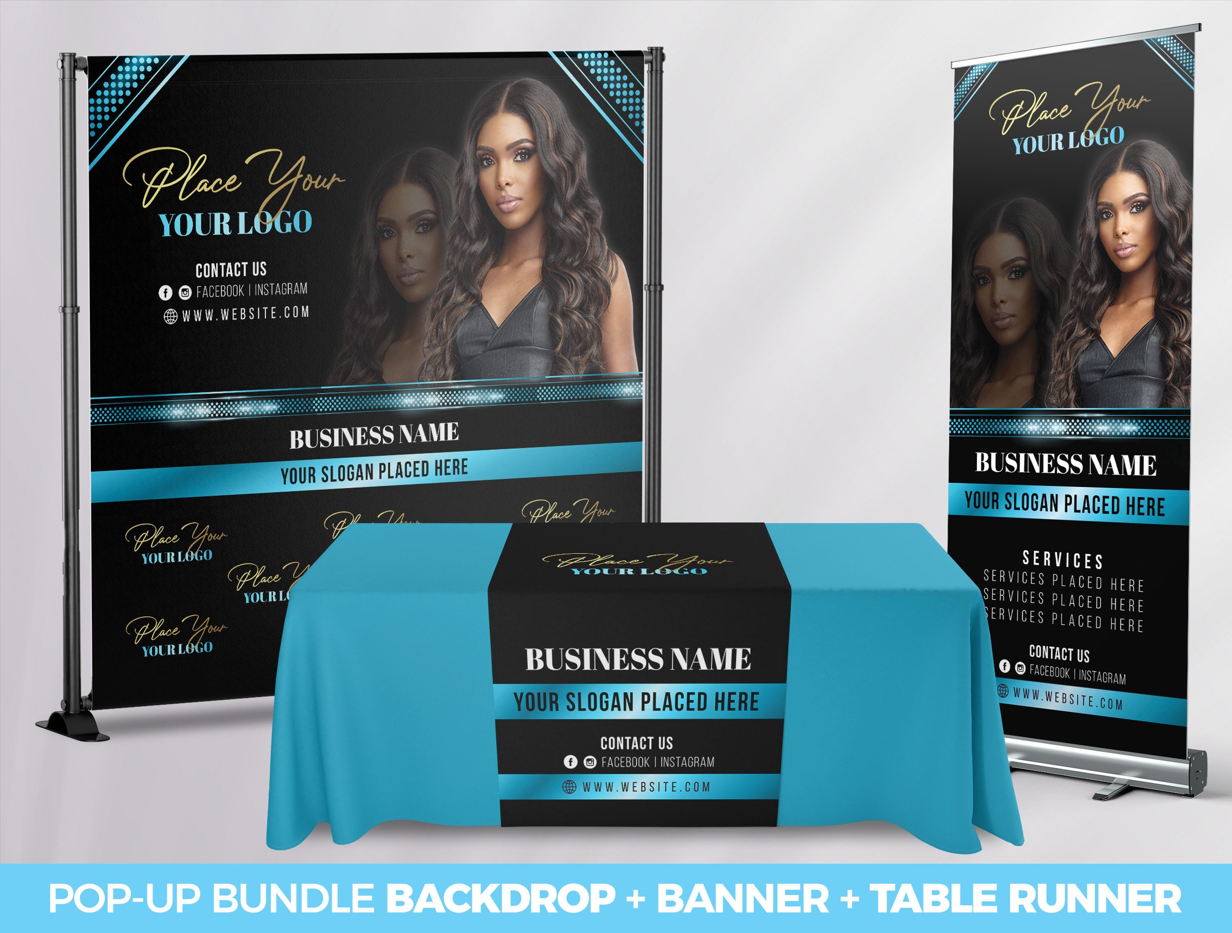 POP UP BUNDLE Custom Retractable Banner Backdrop Table - Etsy