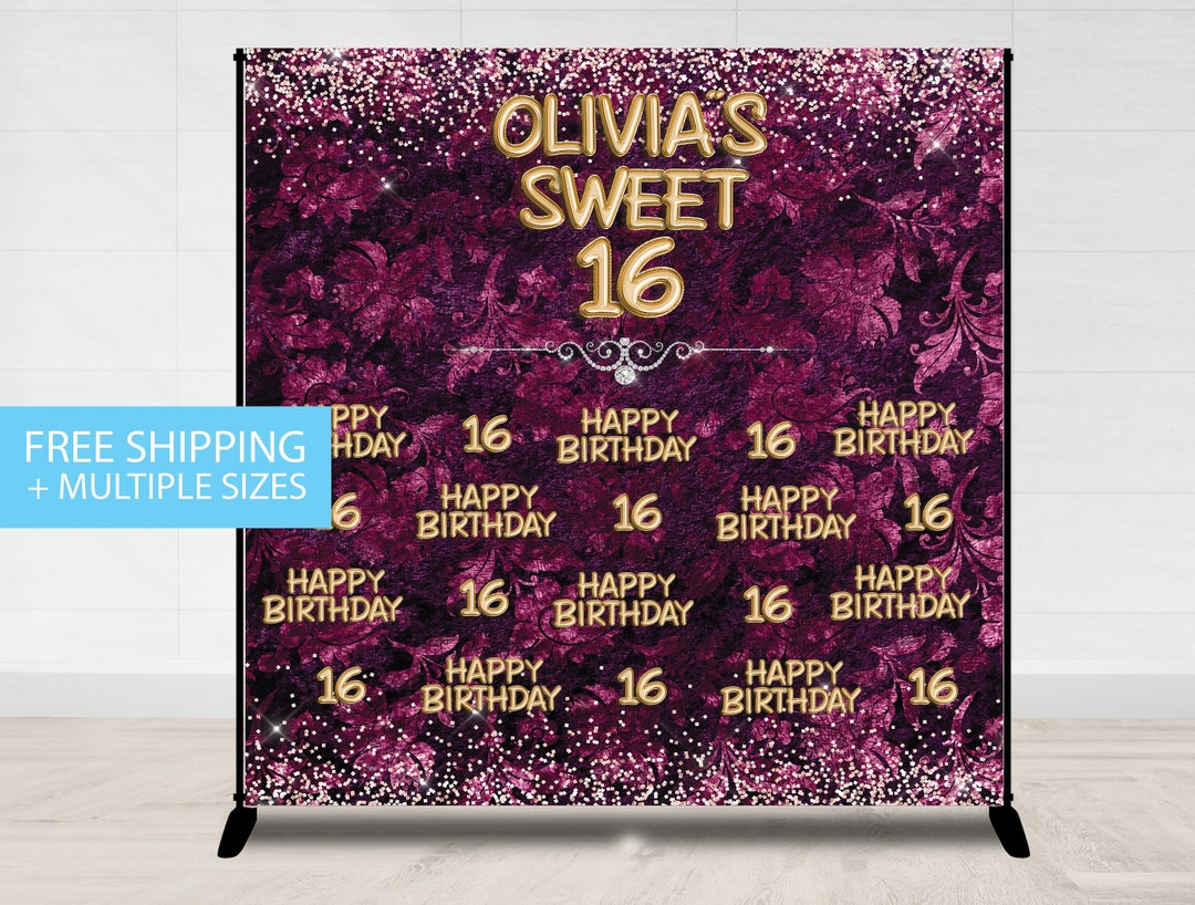 Sweet 16, Step and Repeat, 8X8 Photo Booth Backdrop, Sweet 16 Banner ...