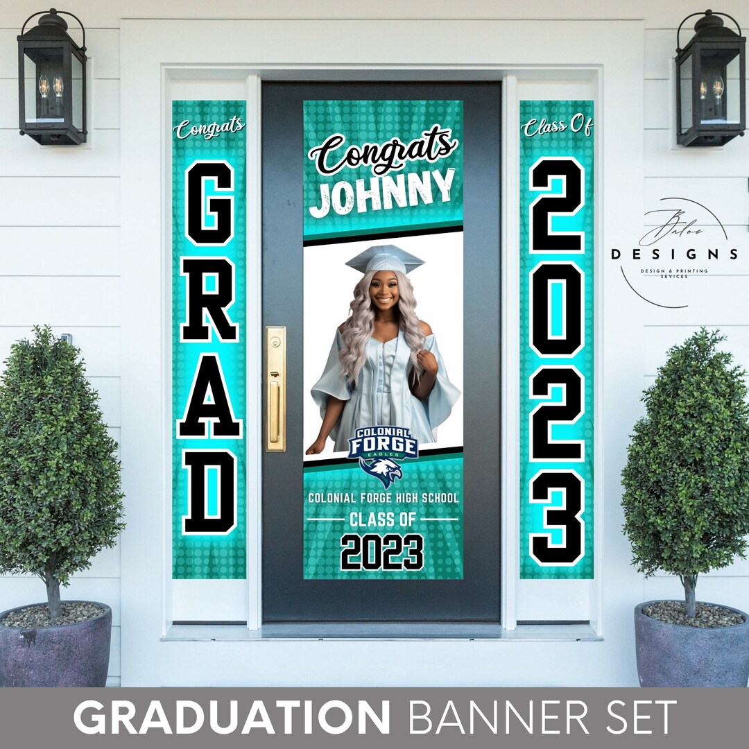 Graduation Door Banner Set, Custom Graduate Vinyl Banner Set Front Door ...