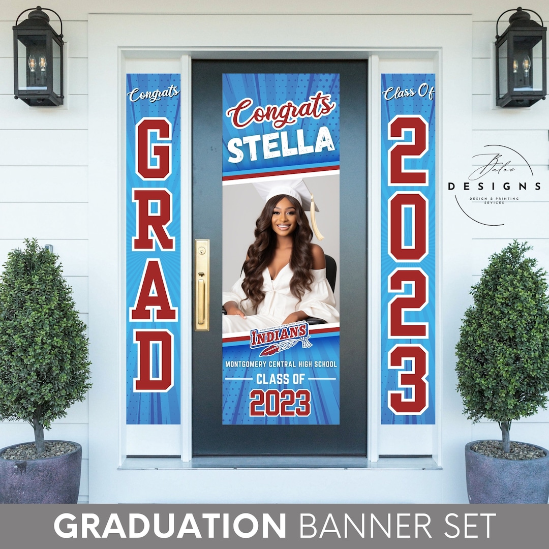 Graduation Door Banner Set, Custom Graduate Vinyl Banner Set Front Door ...