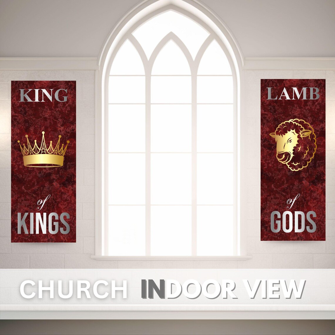Set of 4 Church Banners, Sanctuary Banners, Mission Worship, Church ...