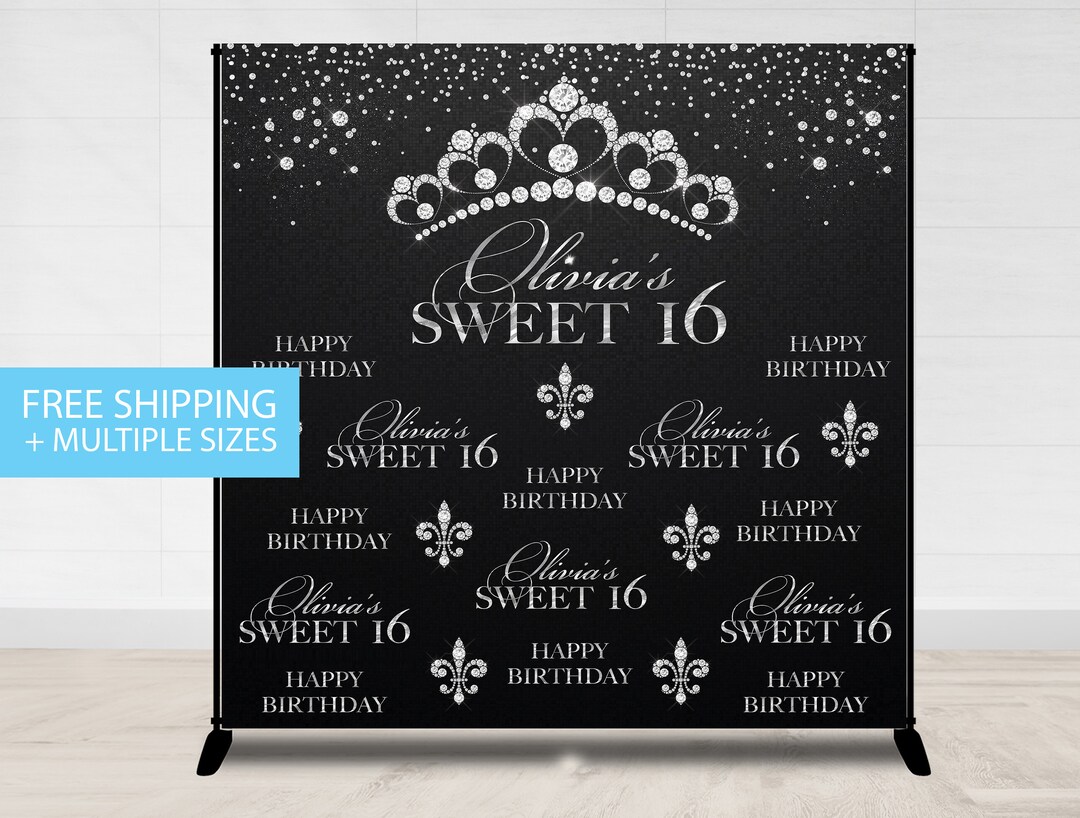 Sweet 16 Step and Repeat 8X8 Photo Booth Backdrop Sweet 16 - Etsy