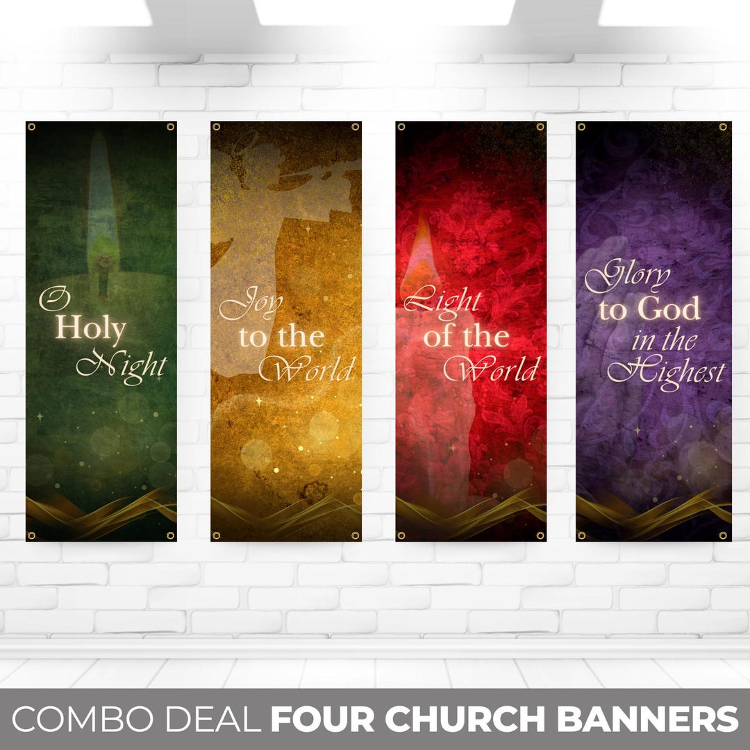 Winter Church Banners, Set of 4 Church Banners, Sanctuary Banners ...