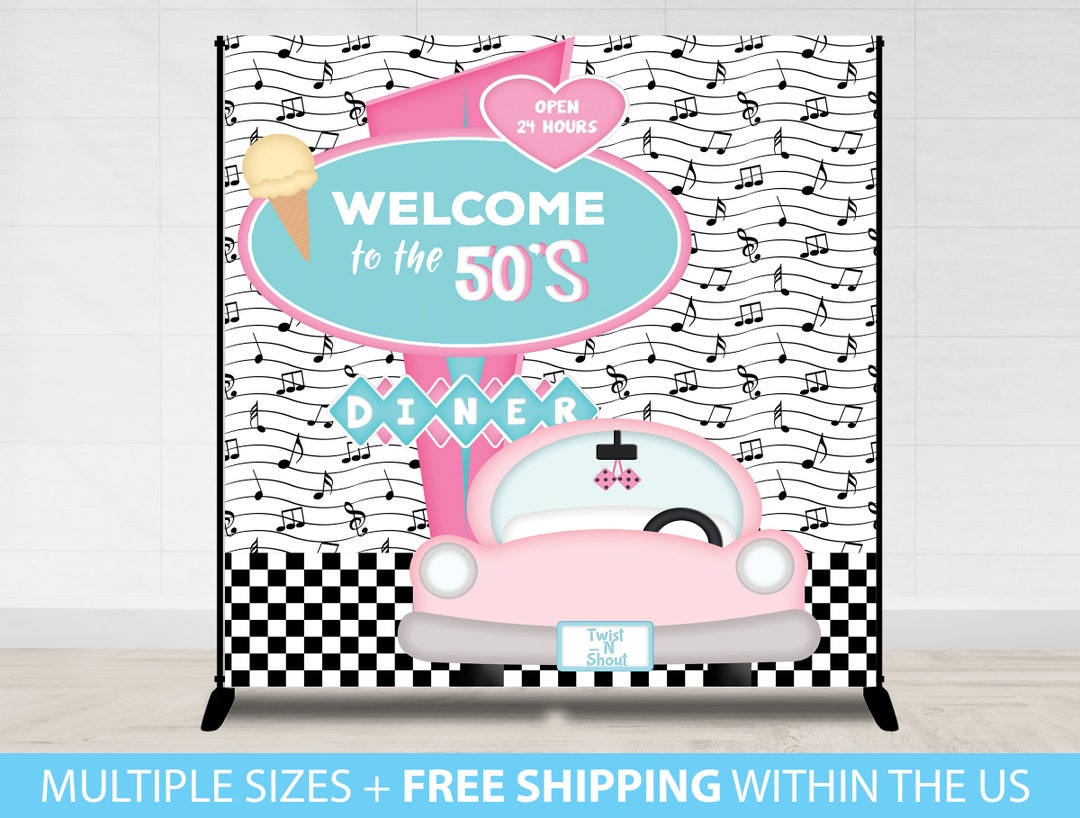 50's Theme Backdrop, Backdrop Banner, 1950 Retro Diner Backdrop, 1950's ...