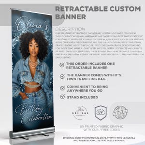 Birthday Retractable Banner, Custom Birthday Banner, Party Decoration ...