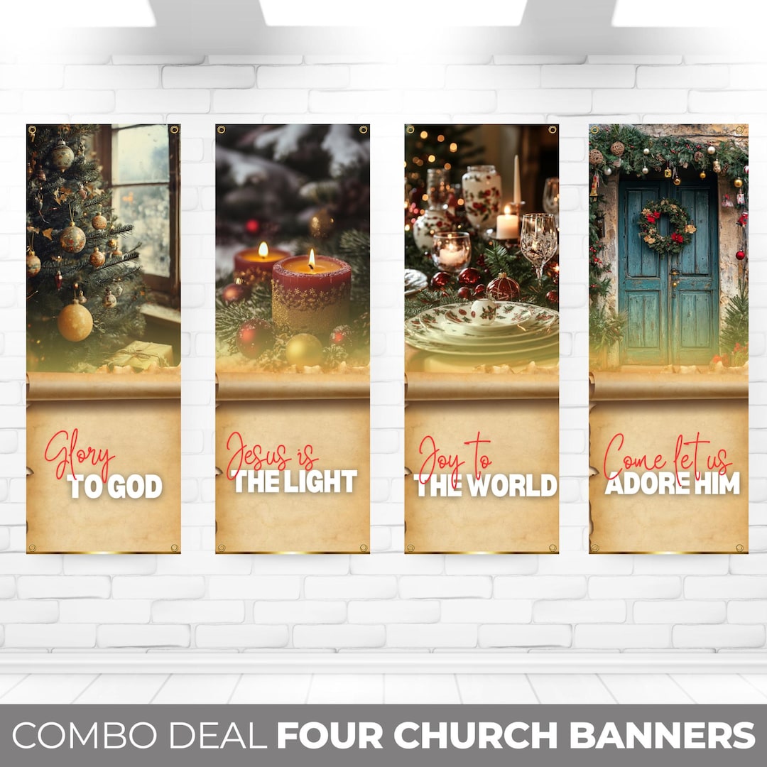 Winter Church Banners, Set of 4 Church Banners, Sanctuary Banners ...