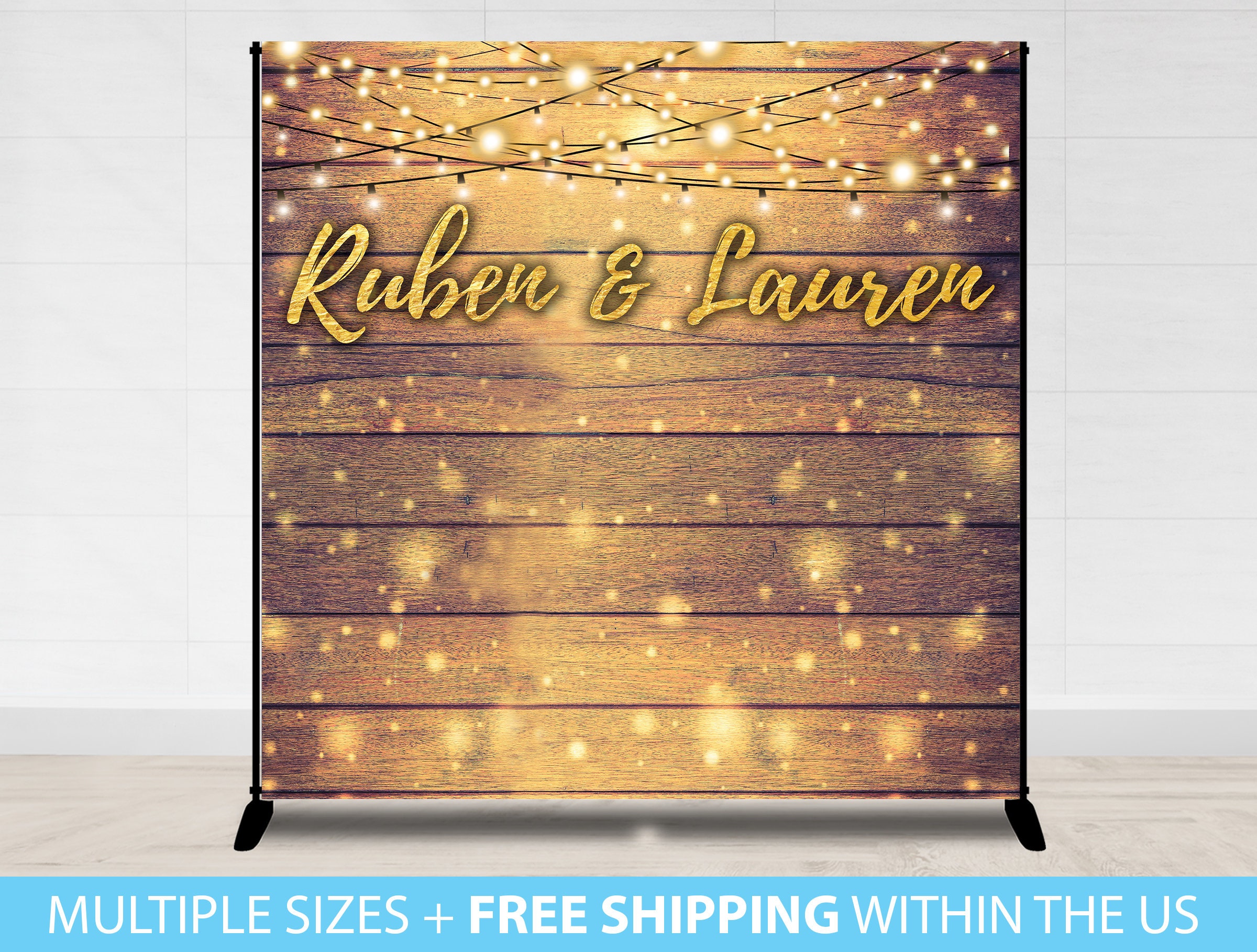 Step and Repeat Wedding Photo Backdrop Rustic Lights Step | Etsy