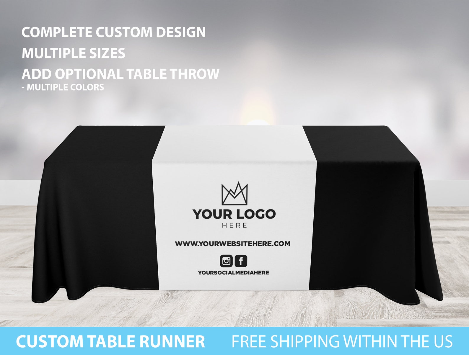 Custom Table Runner, Custom Logo Table Runner, Table Throw, Custom ...