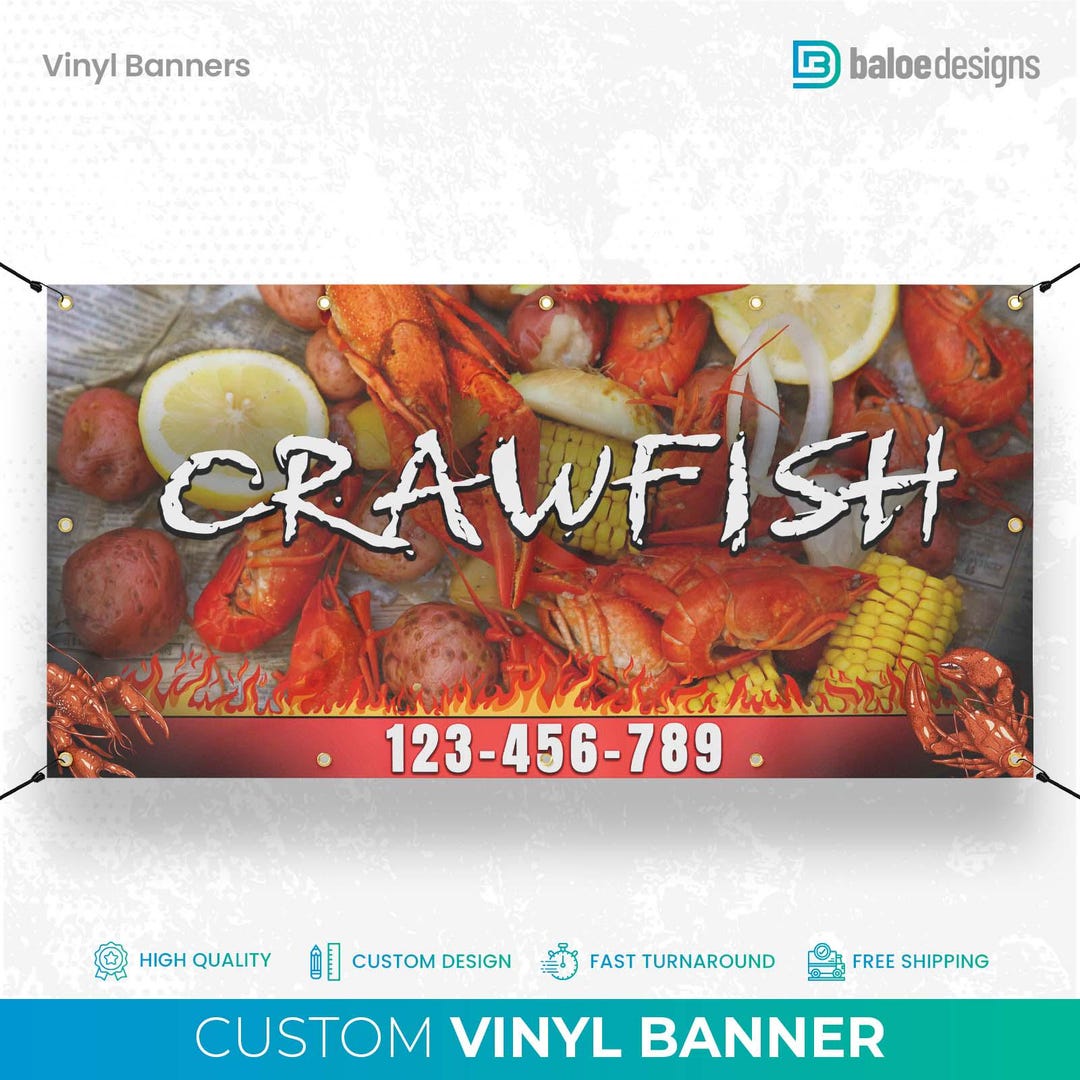 Crawfish Boil Banner, Crawfish Banner Decor Sign, Crawfish Food Banner ...