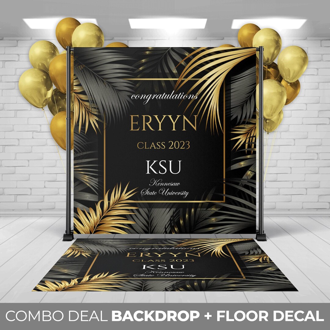 Graduation Backdrop + Floor Decal, Custom Graduation Banner and Floor ...