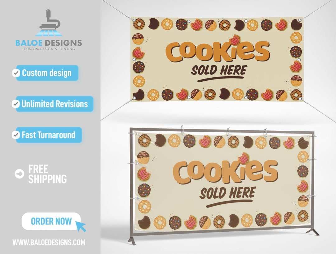 Girl Scouts Cookies Banner, Cookies Sold Here Sign, Cookie Sale Vinyl ...
